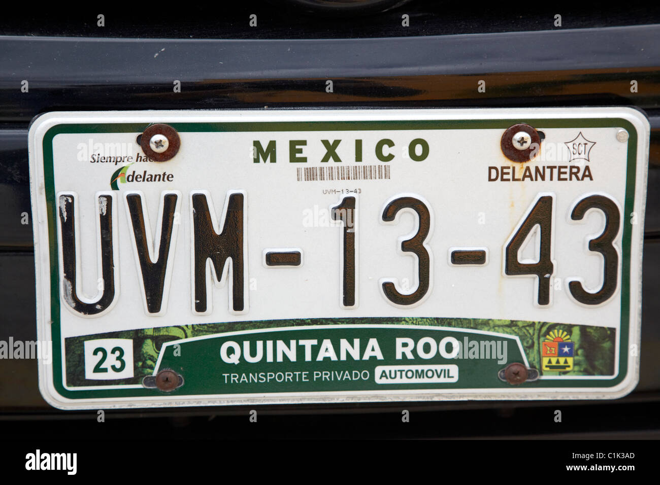Quintana Roo Car Numberplate Isla Mujeres Mexico Stock Photo - Alamy
