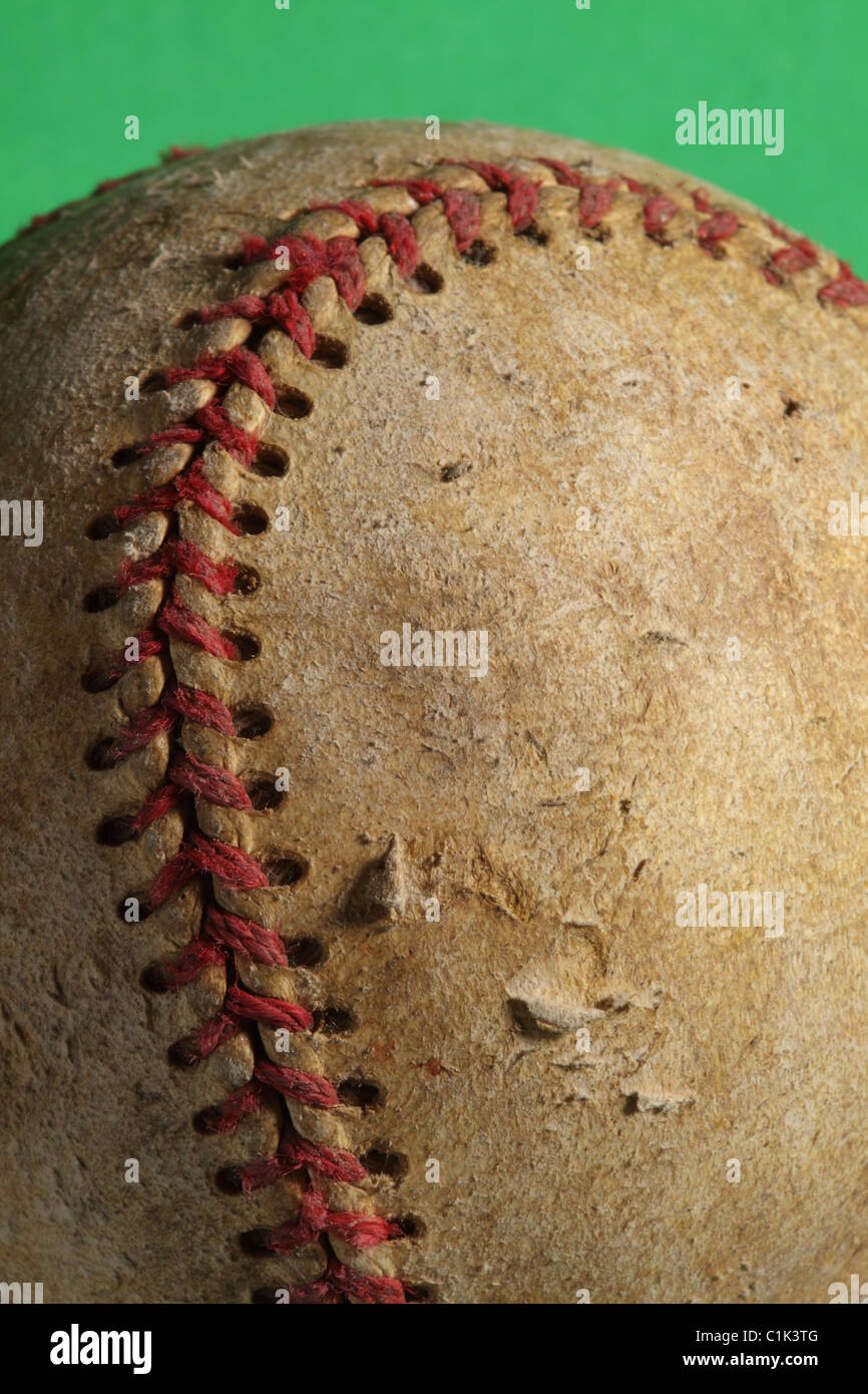 A close up of a baseball with red stitching Stock Photo - Alamy