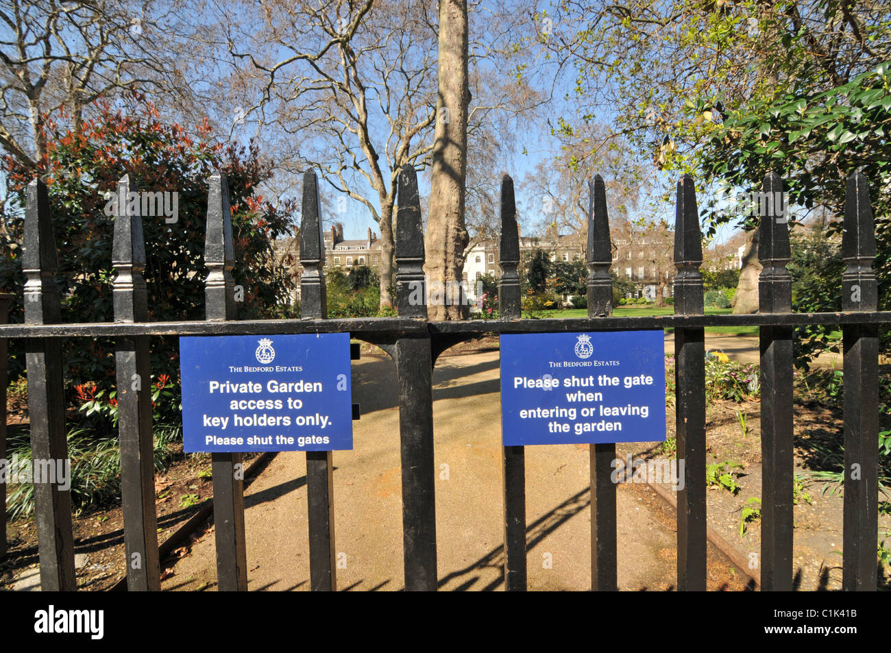Private garden no entry sign Bedford Square Garden London Stock Photo ...