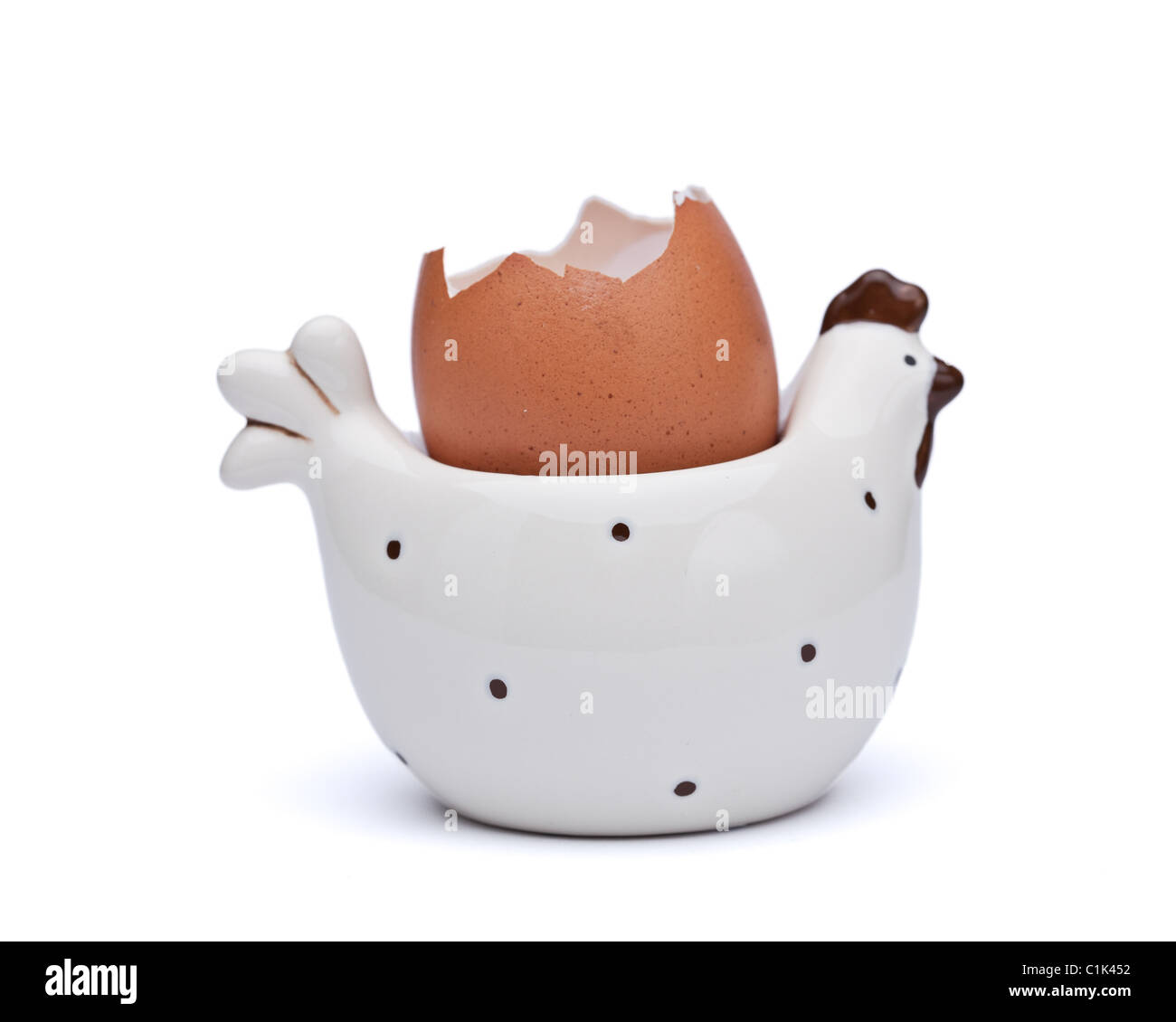 Very decorative clay chicken isolated on white Stock Photo - Alamy