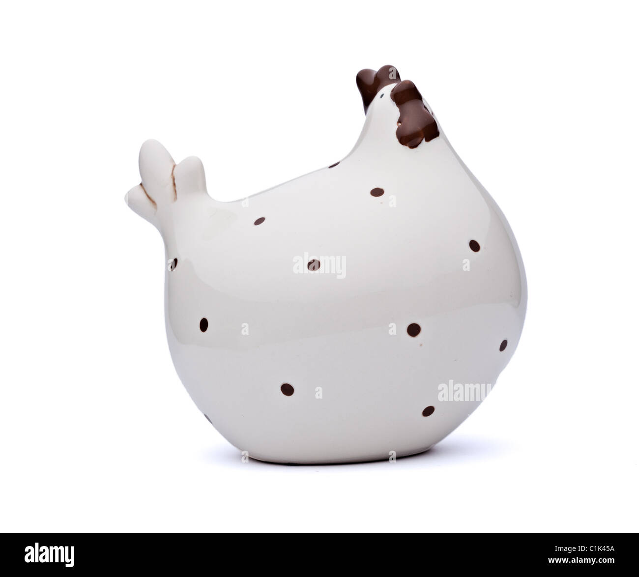 Very decorative clay chicken isolated on white Stock Photo - Alamy