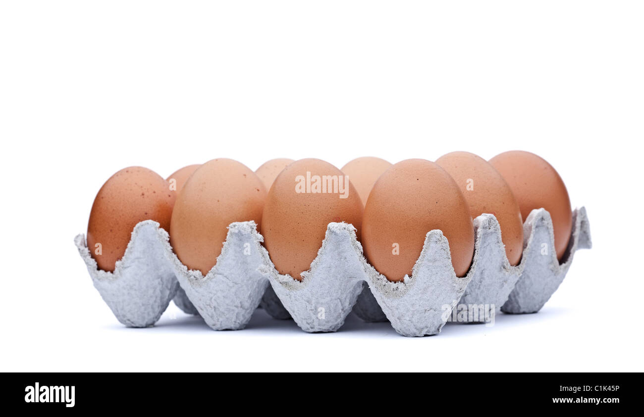 Organic white eggs in box Cut Out Stock Images & Pictures - Alamy