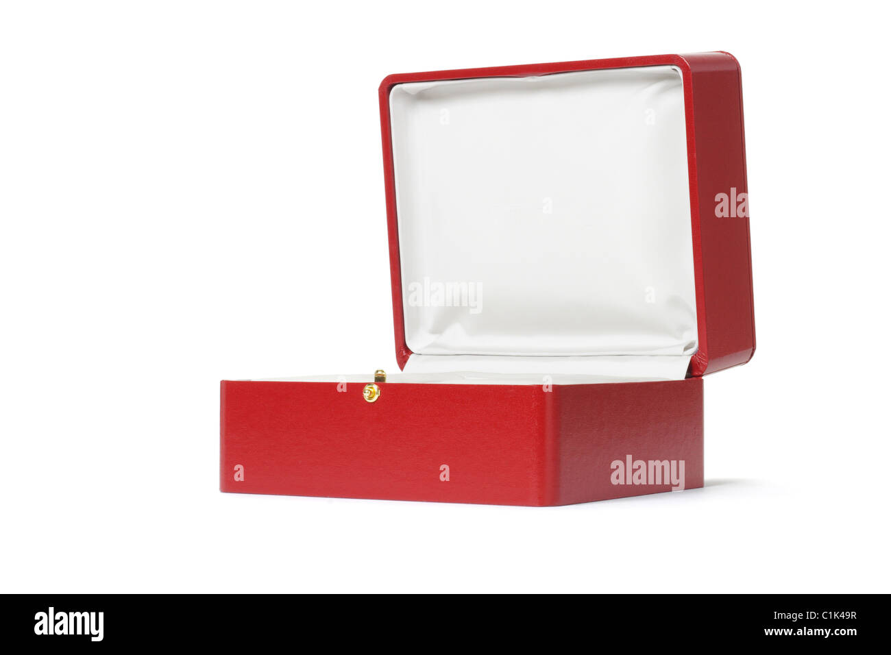 Empty red gift box on white background Stock Photo - Alamy