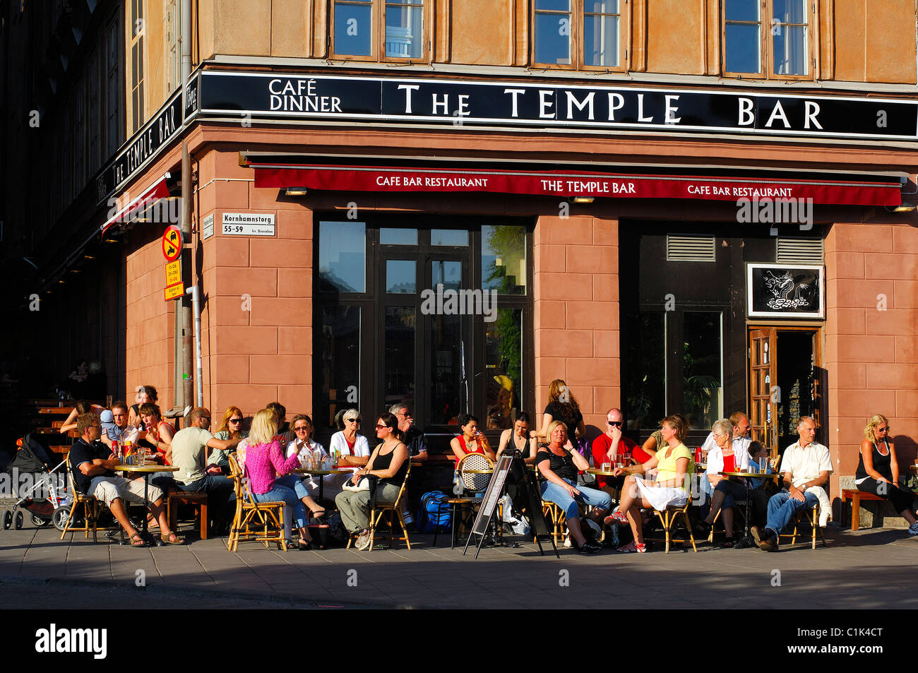 Sweden, Stockholm, Gamla Stan Island (old town), outside restaurant ...