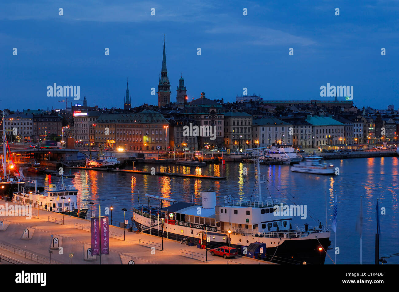 Sweden, Stockholm, Gamla Stan Island (old town) and Stadsgarden quay by ...