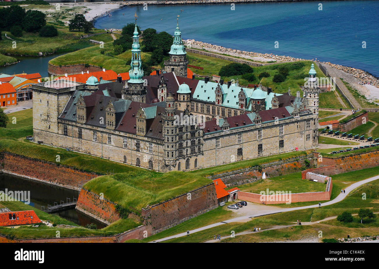 Denmark Sjaelland Island Elsinore on the Oresund Strait Kronborg castle listed as World Heritage ...