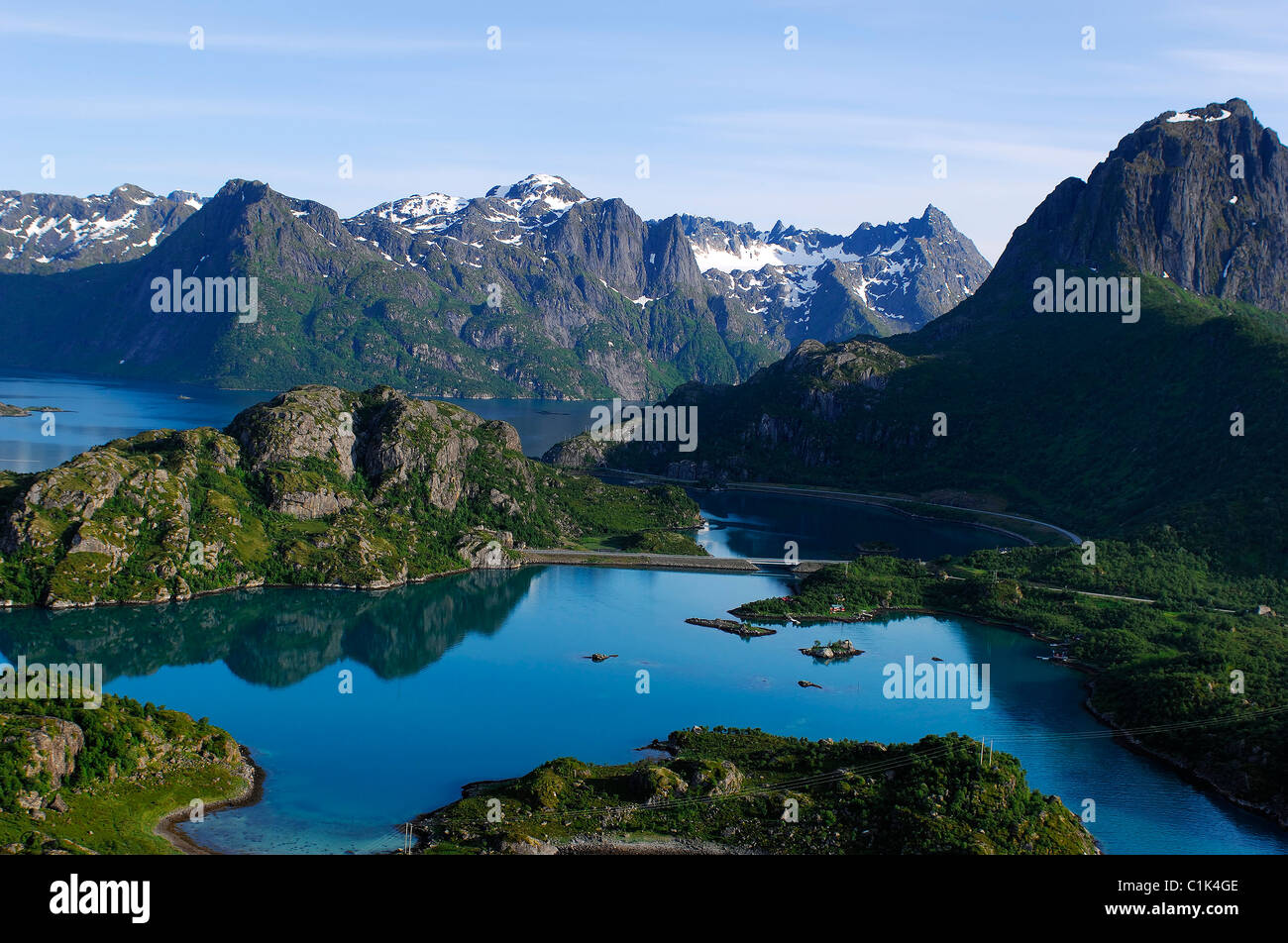 Norway, Nordland, Lofoten Islands, Hadsel Island west coast (aerial ...