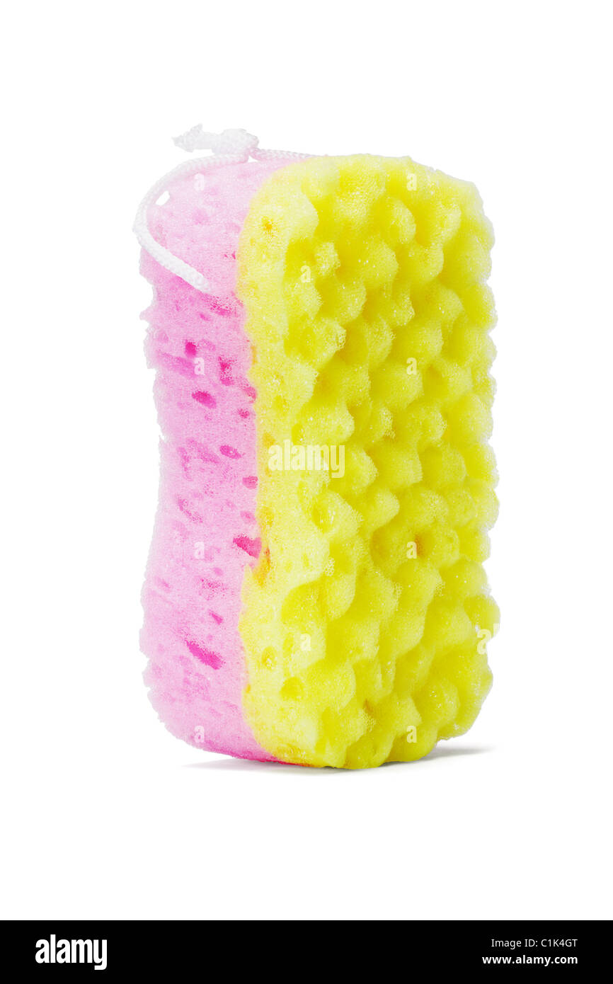 Colorful shower sponge isolated on white background Stock Photo - Alamy