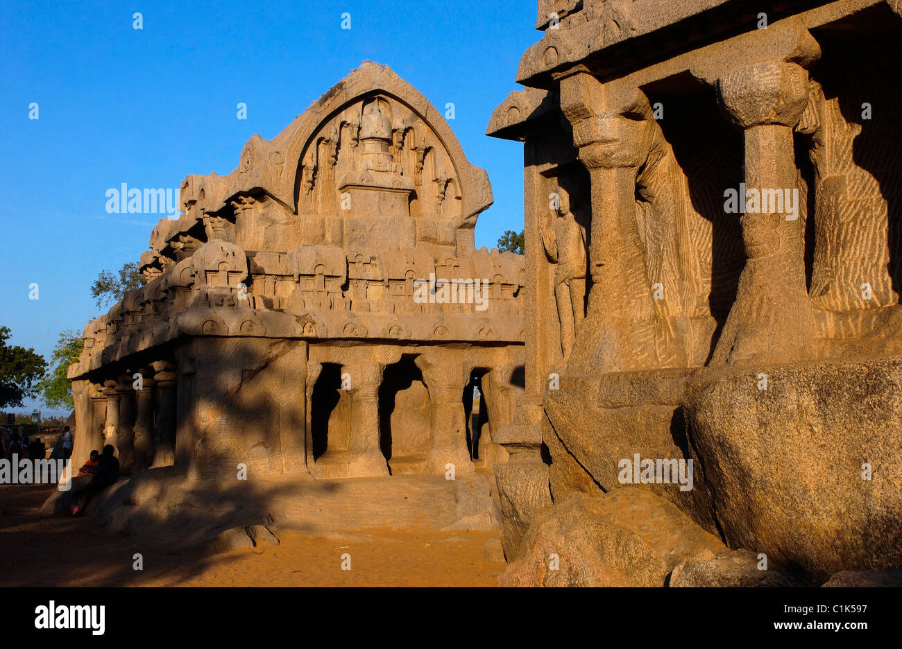 India, Tamil Nadu state, Mahabalipuram, the temple of the Five Ratha ...