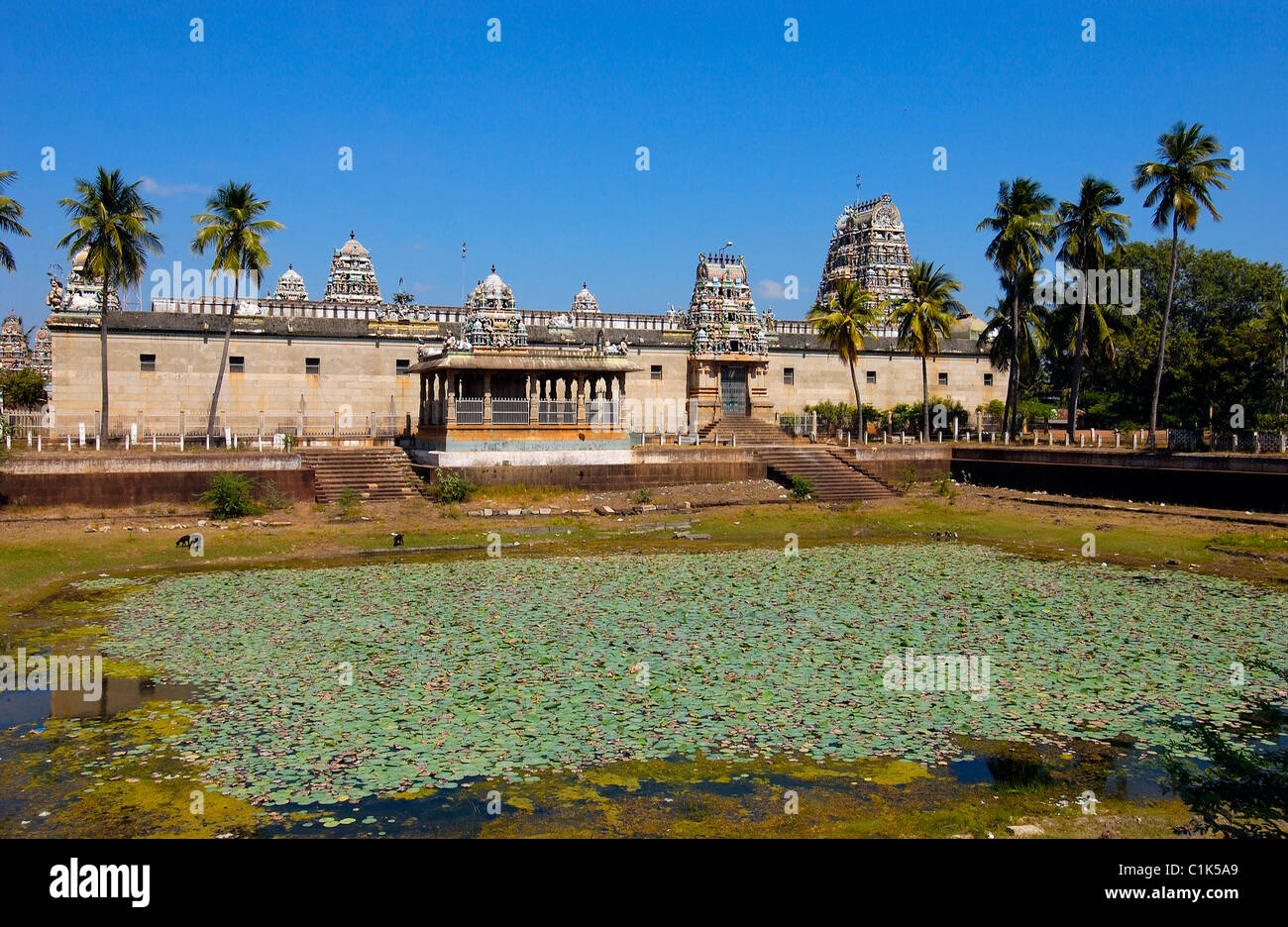 India, Tamil Nadu state, Chettinad, Karaikudi, temple in the city of the Nagarathars traders ...