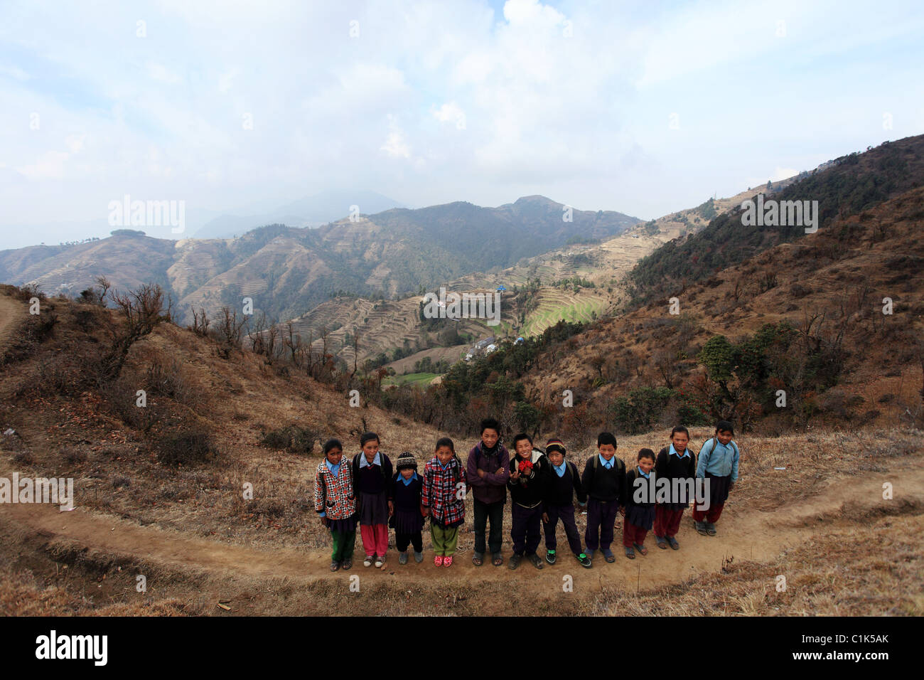 Nepali School kid or kids in Nepal Himalaya Stock Photo - Alamy