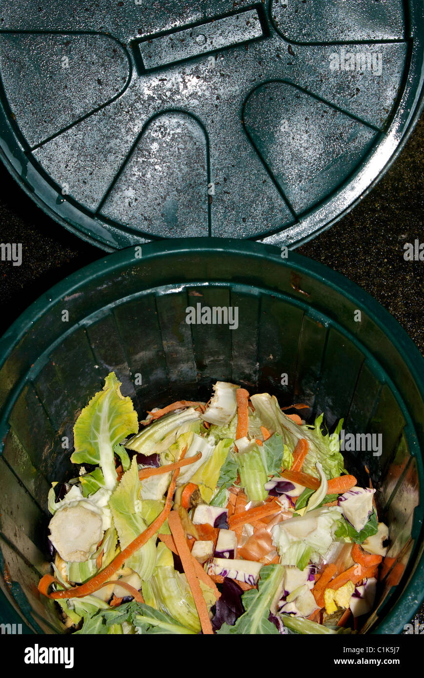 Plastic pail and cover kitchen waste recycling vegetable peelings ends ...