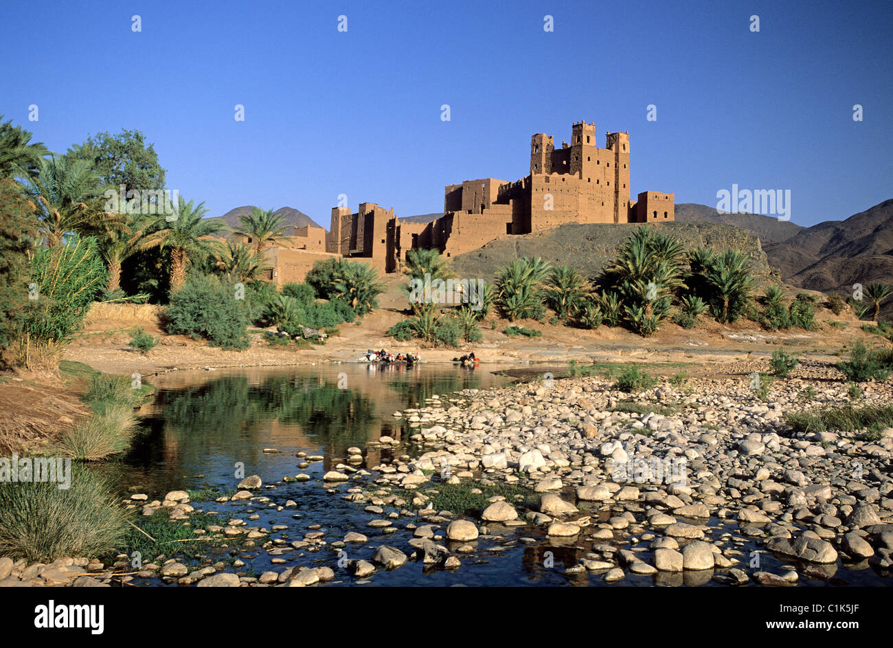 Morocco, High Atlas, Draa valley, Ait Hammou Said kasbah on the Draa ...