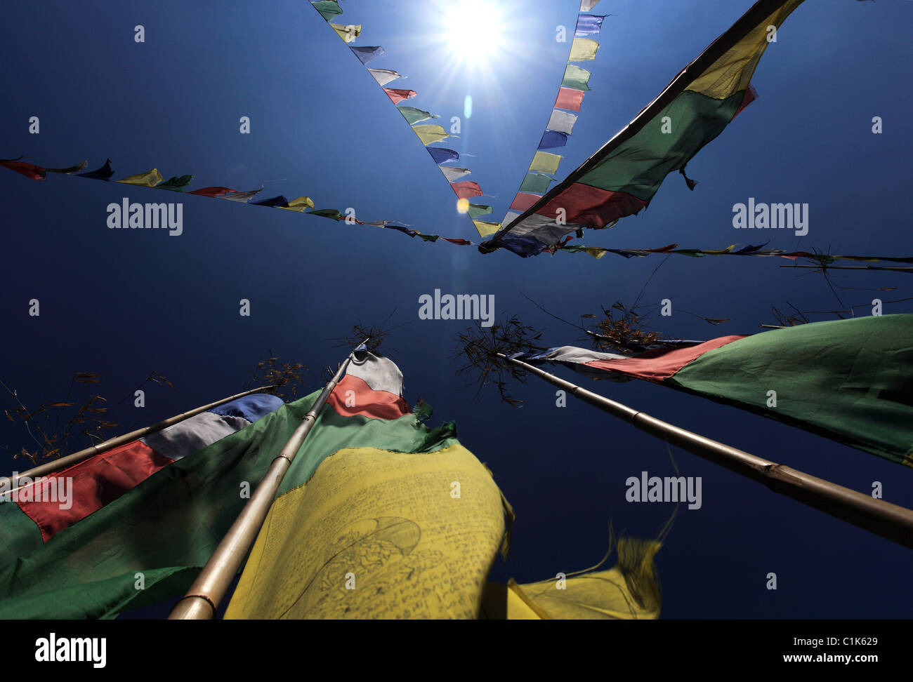 Prayer flags for Buddhist rituals Stock Photo - Alamy
