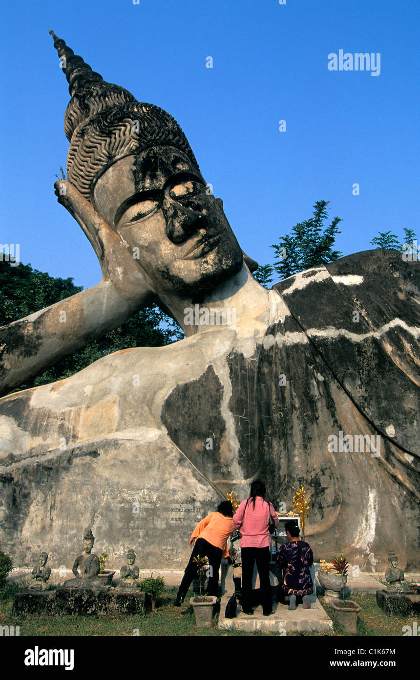 Laos, Viangchan, Xieng Khuan, Lying Buddha Park Stock Photo - Alamy