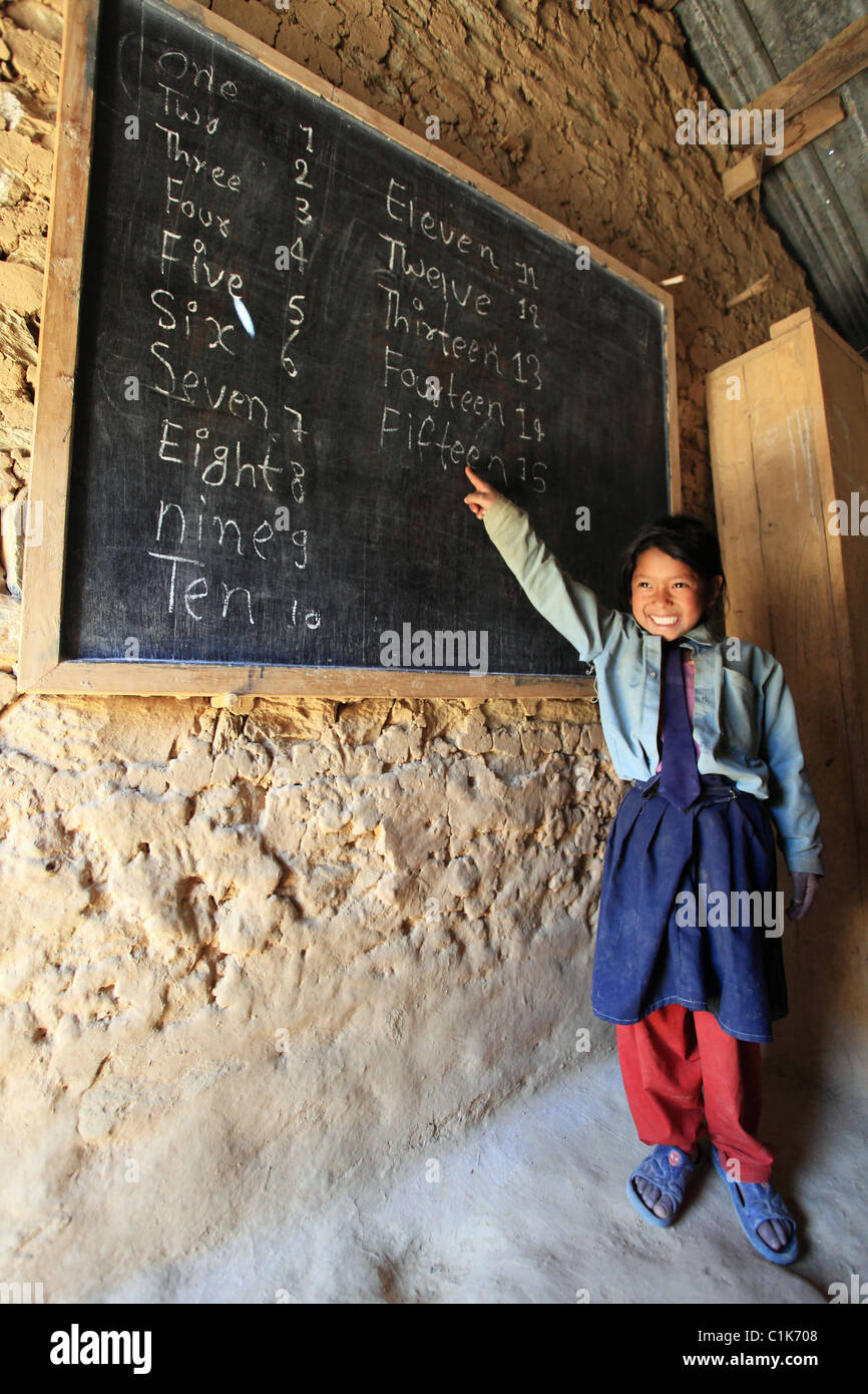Nepali School kid in Nepal Himalaya Stock Photo - Alamy