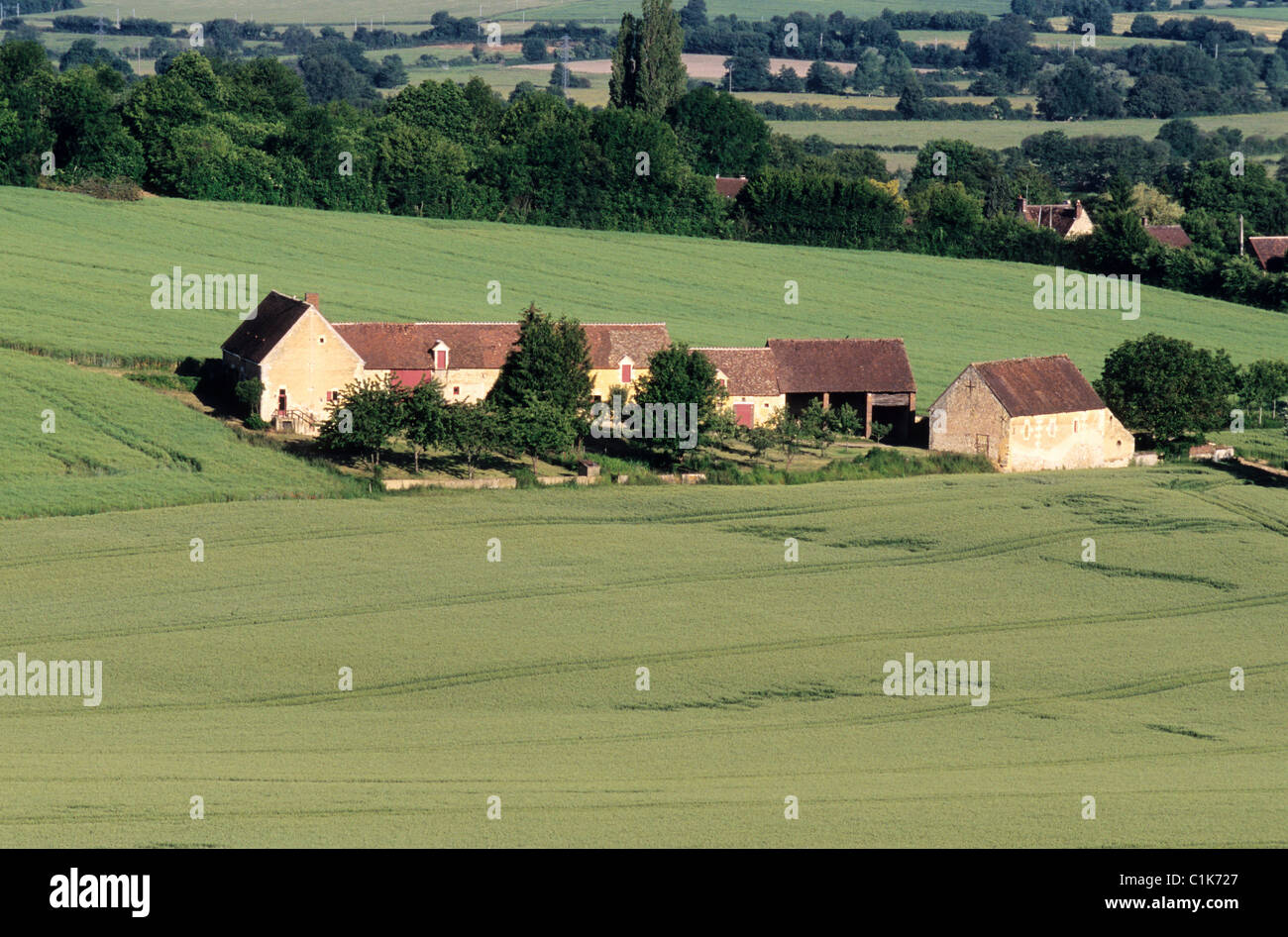 France, Orne, Perche region, Huisne valley, a typical farm of Launay ...