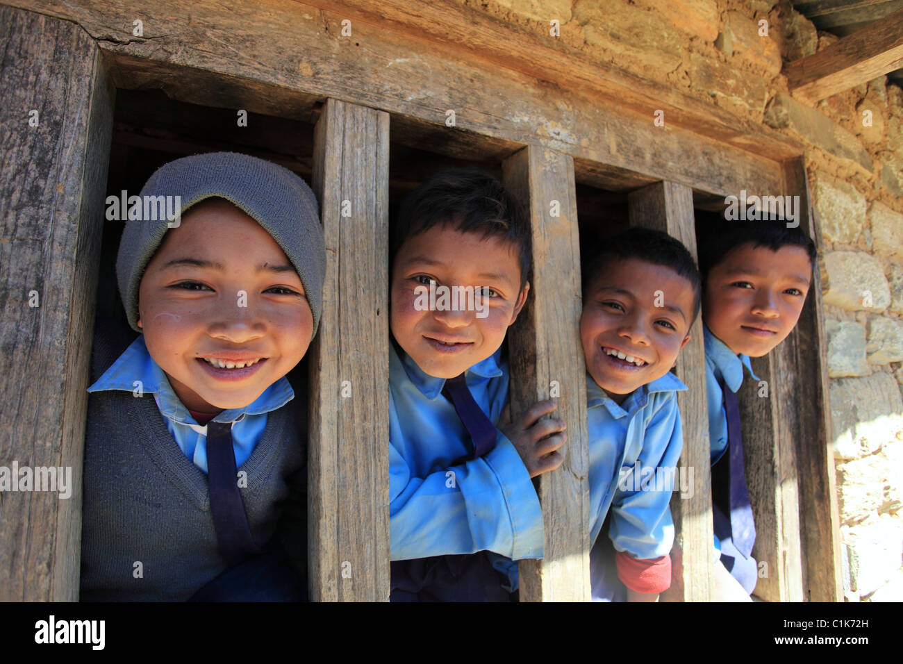 Nepali School kids in Nepal Himalaya Stock Photo - Alamy