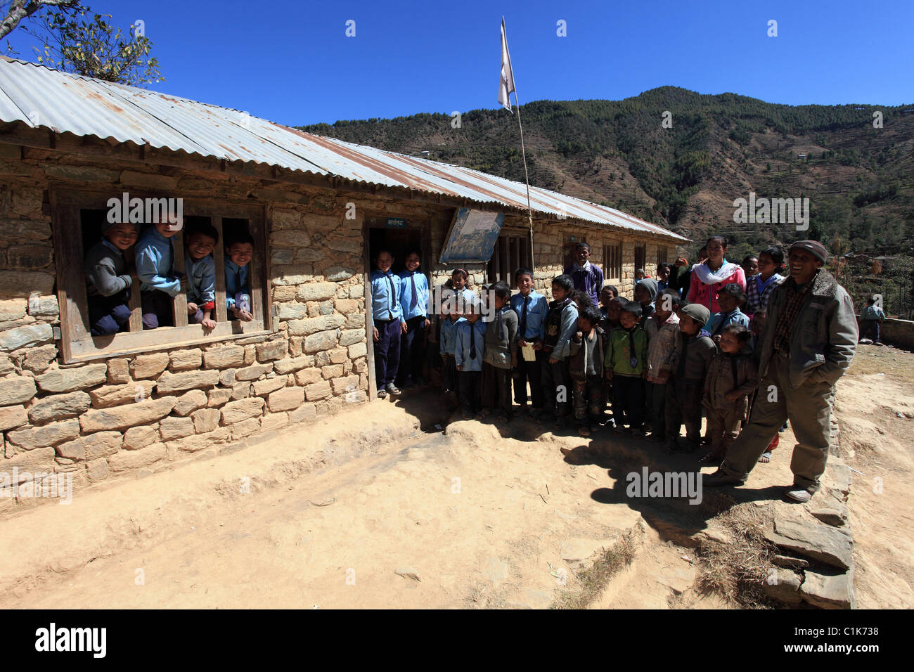 Nepali School kids in Nepal Himalaya Stock Photo - Alamy