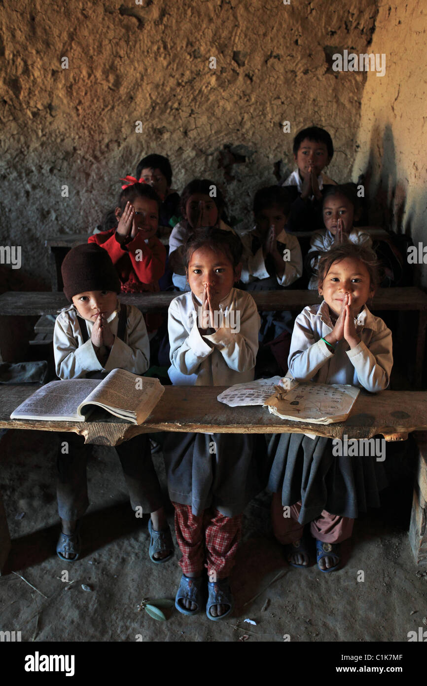 Nepali School kid or kids in Nepal Himalaya Stock Photo - Alamy