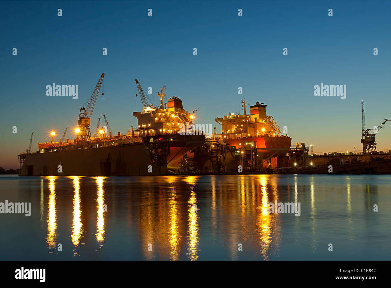 Shipyard in riga at sunset time Stock Photo - Alamy