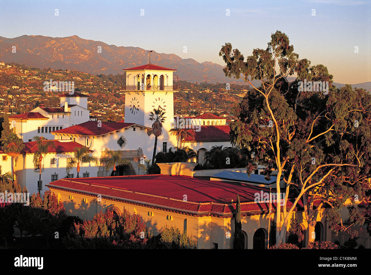 United States, California, Santa Barbara, city hall roofs Stock Photo ...