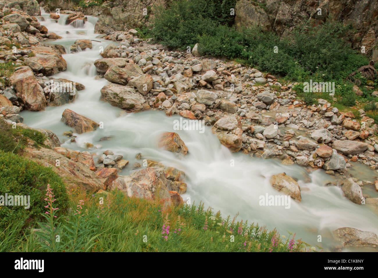 River waterfall with stones in nature Stock Photo - Alamy