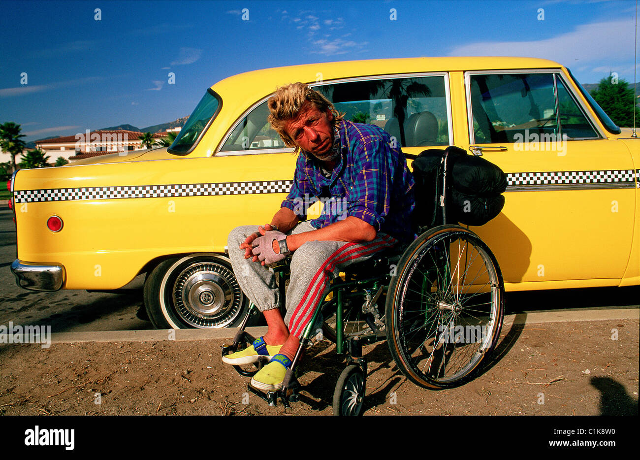 United States, California, Santa Barbara, homeless on wheelchair Stock ...