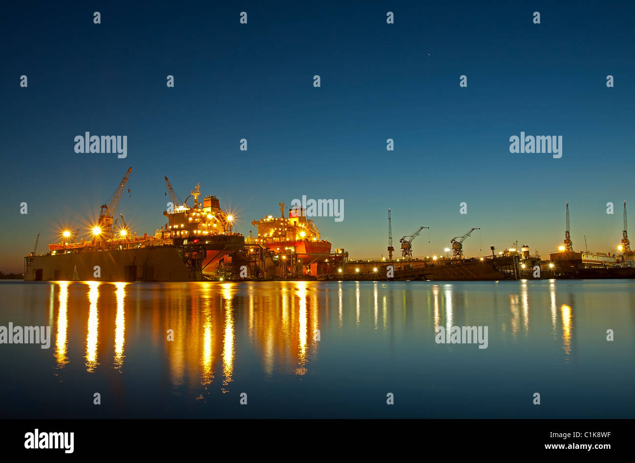 Shipyard in riga at sunset time Stock Photo - Alamy