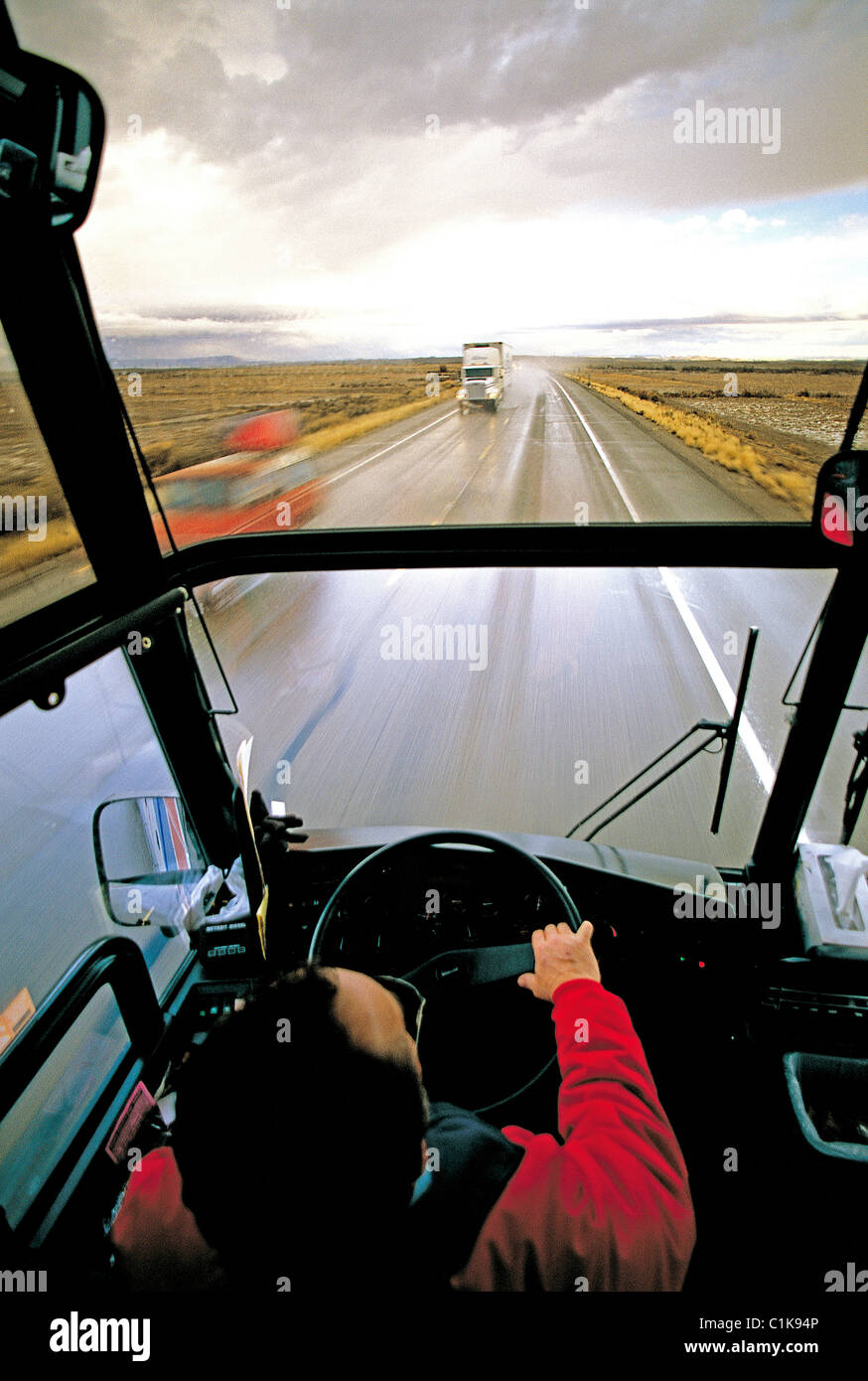 United States, Utah, bus driver on highway Stock Photo - Alamy