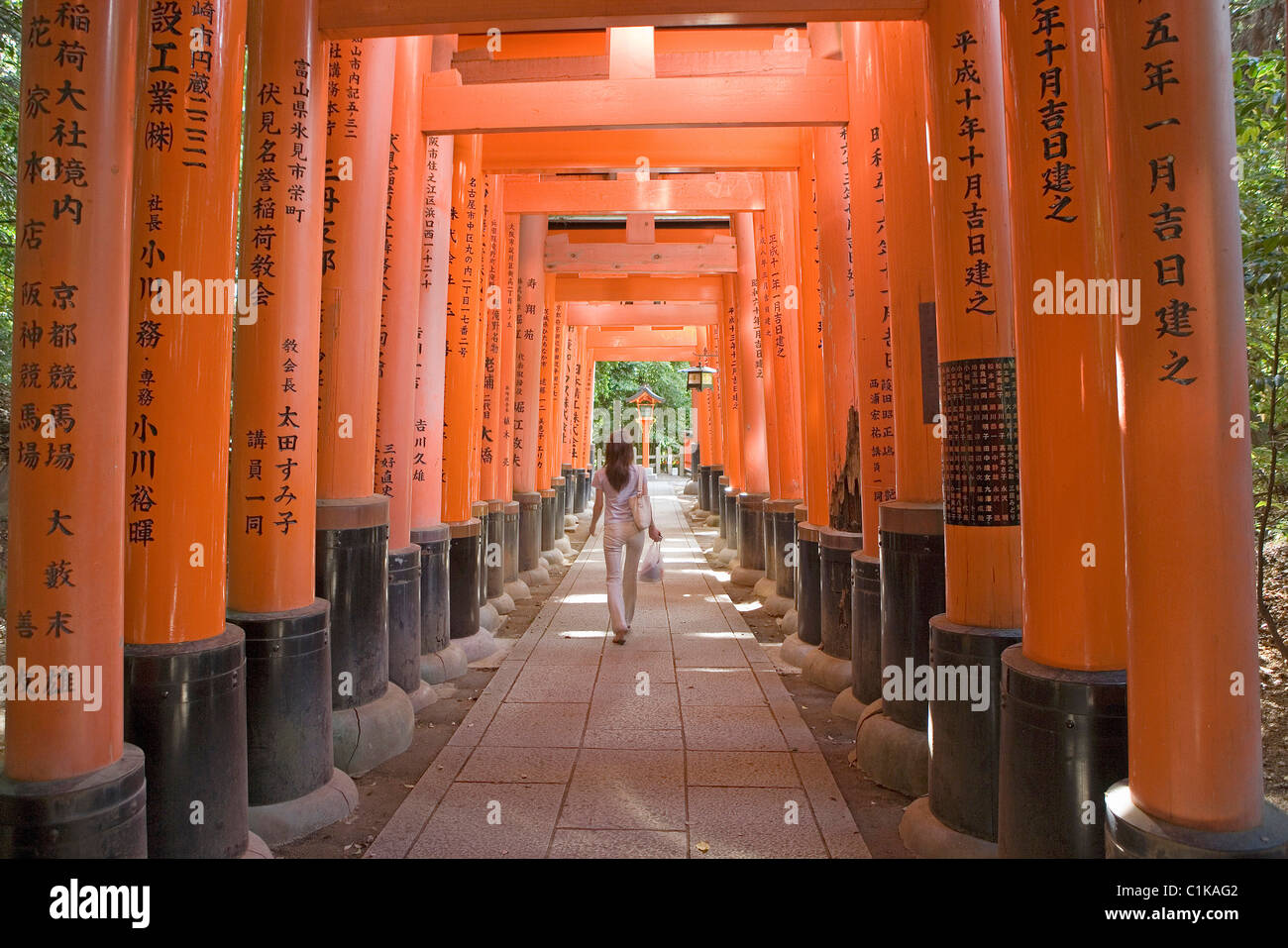 Japan, Kansai, Kyoto, The Fumishi Inari shrine famous for its torii ...