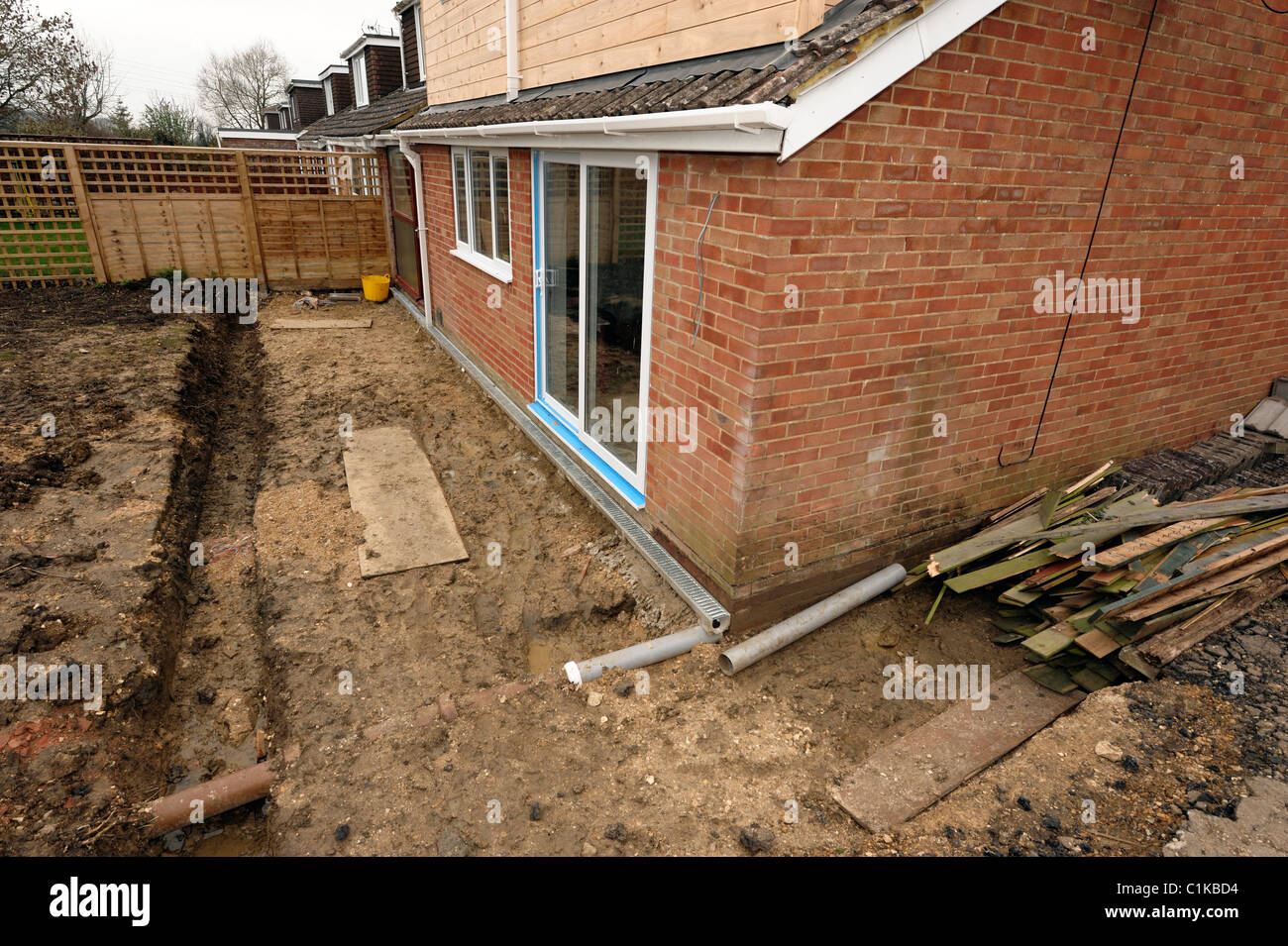 House extension building site Stock Photo - Alamy