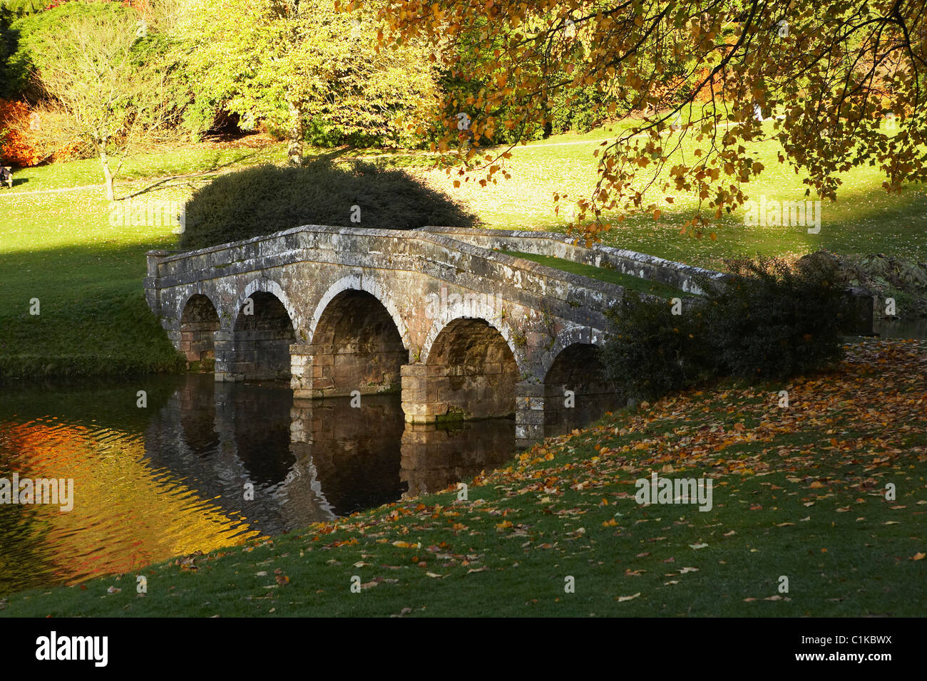 Bridge over Pond, Stourhead, Wiltshire, England Stock Photo - Alamy