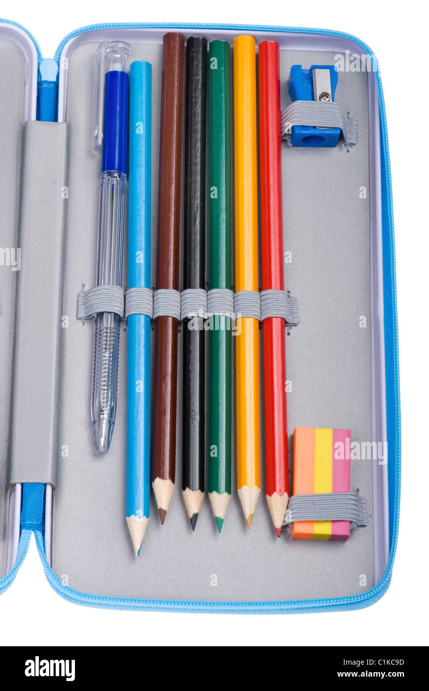 object on white - pencil case close up Stock Photo - Alamy