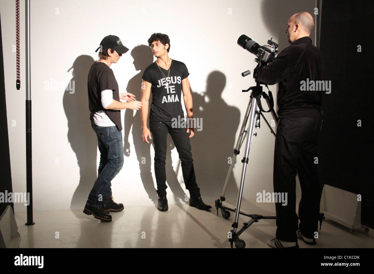 Brazilian model Jesus Luz during a photoshoot for the Ona Saez Autumn ...