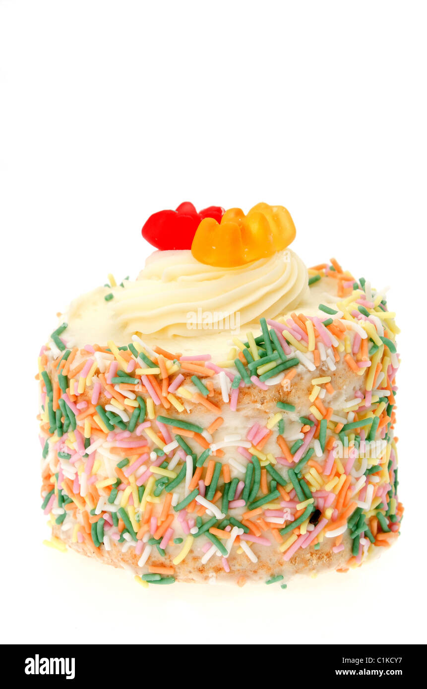 Fairy sponge cupcake - white background Stock Photo - Alamy