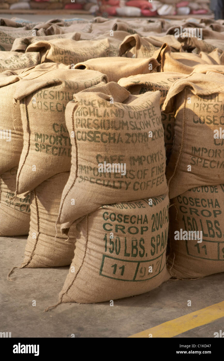 Coffee Packed in Burlap Sacks, Cofeco S.A. Dry Mill, Huehuetenango ...