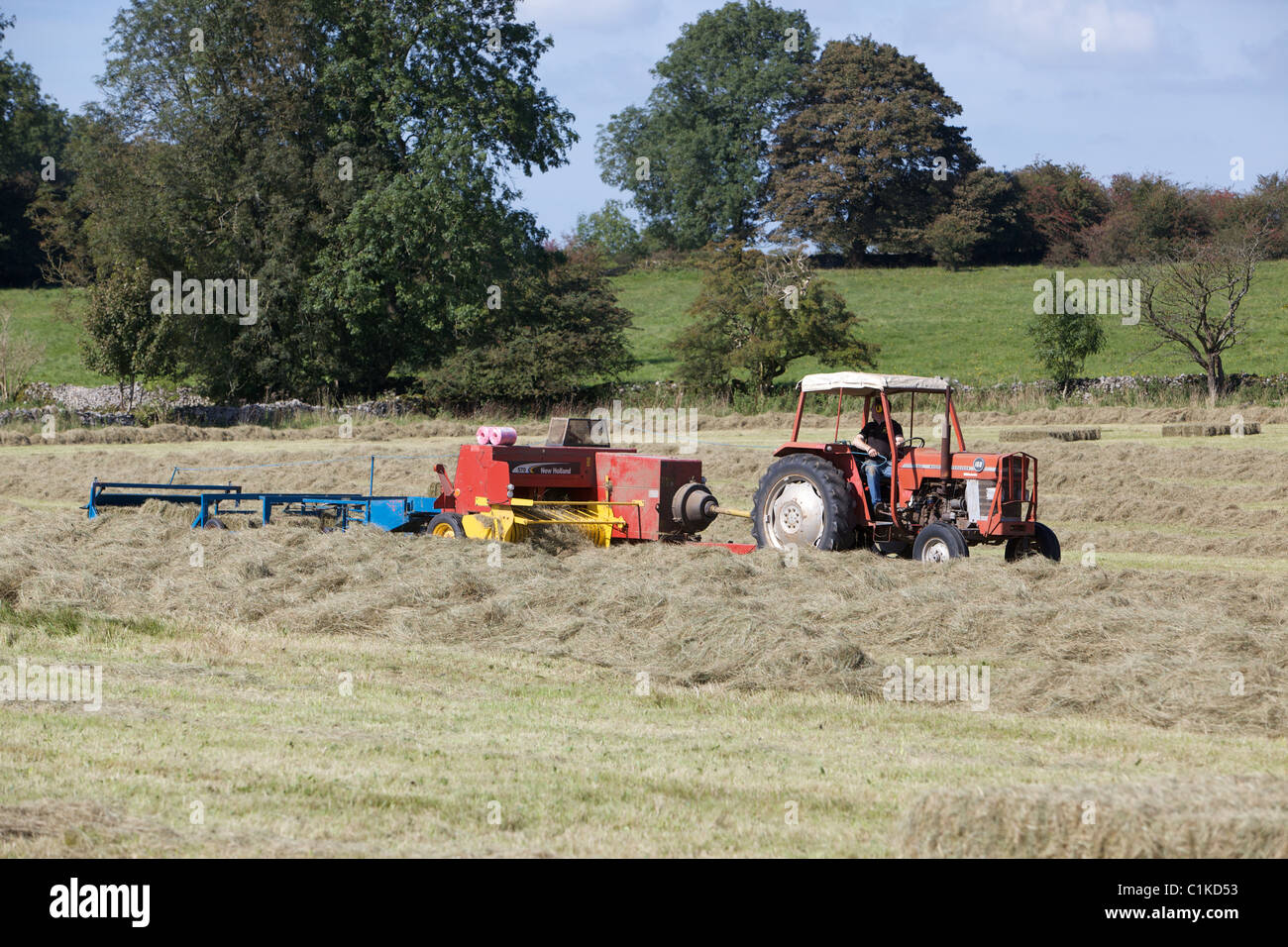 Haymaking at Chancelor's farm on the mendip hills Stock Photo - Alamy