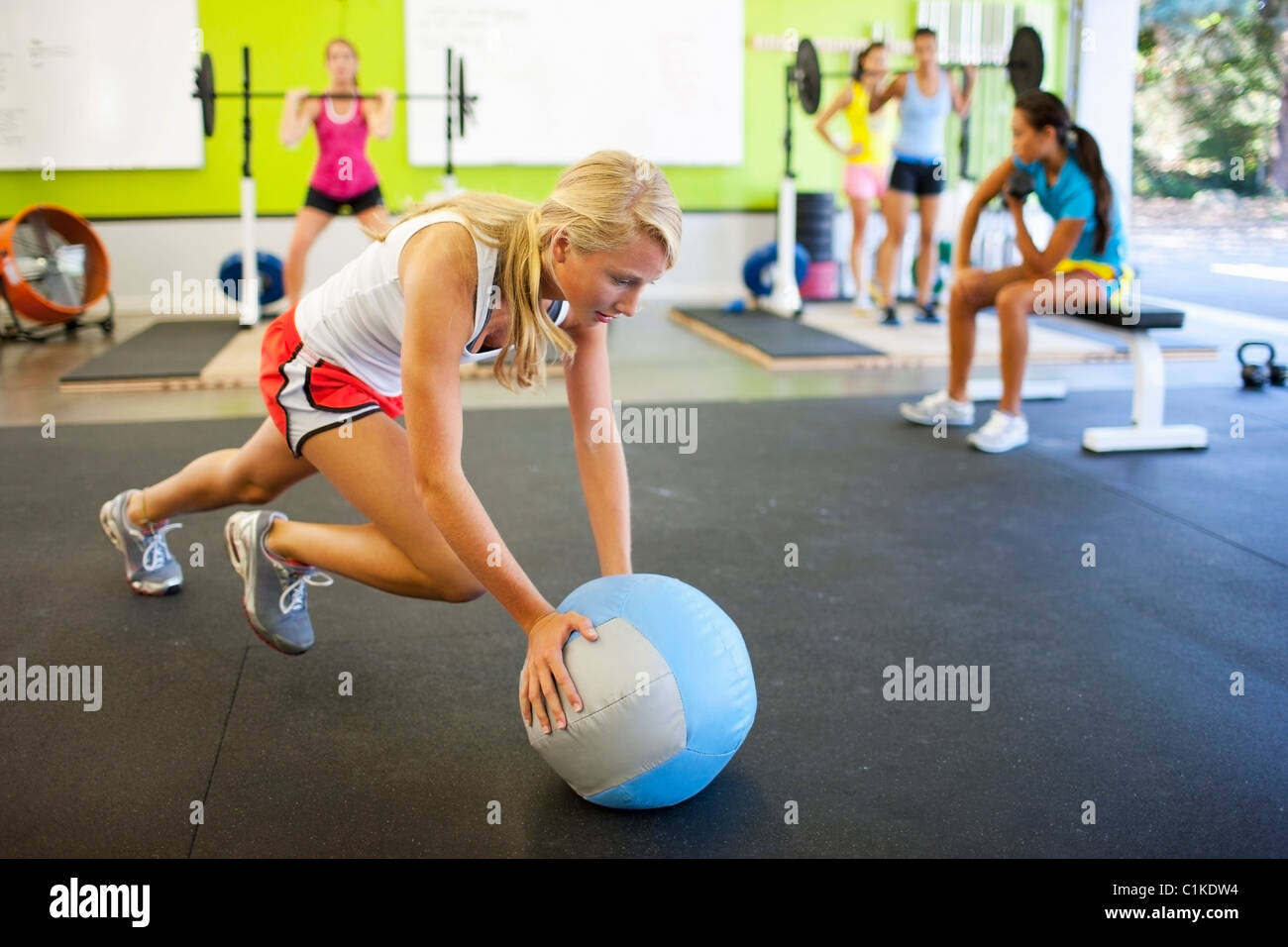 Group of Teenagers Exercising in Gym, Lake Oswego, Oregon, USA Stock ...