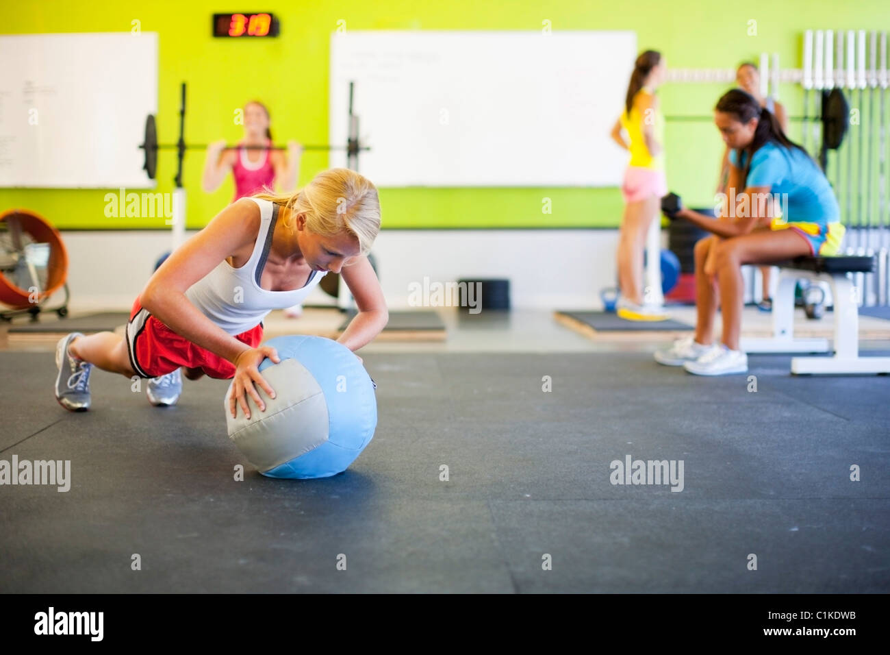 Group of Teenagers Exercising in Gym, Lake Oswego, Oregon, USA Stock ...