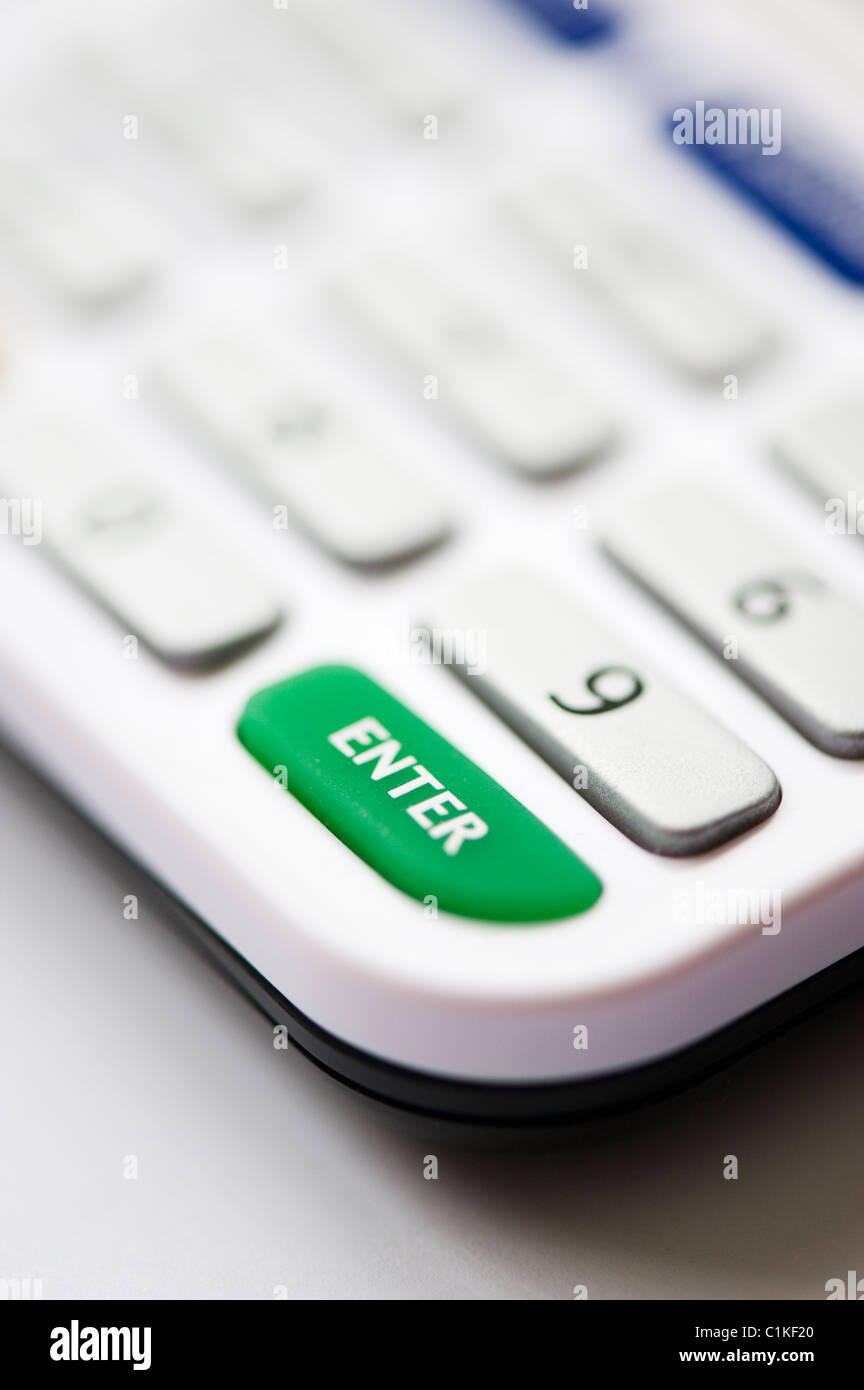 Enter and keypad on a bank chip and pin card reader. Abstract, shallow ...