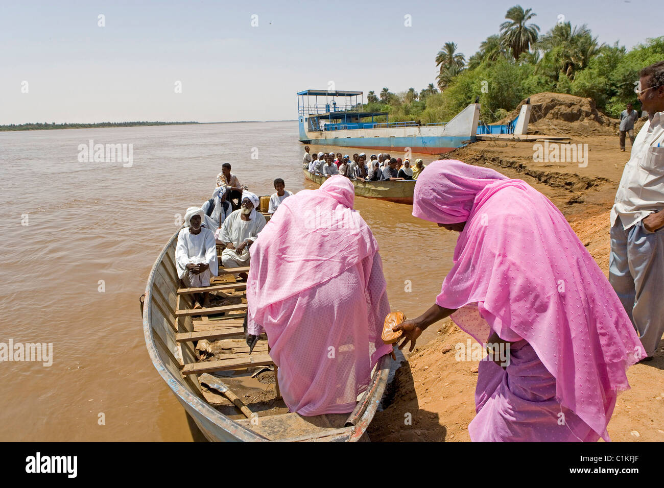Sudan, High Nubia, Ash-Shamaliya Province, Karima ferry on river Nile ...