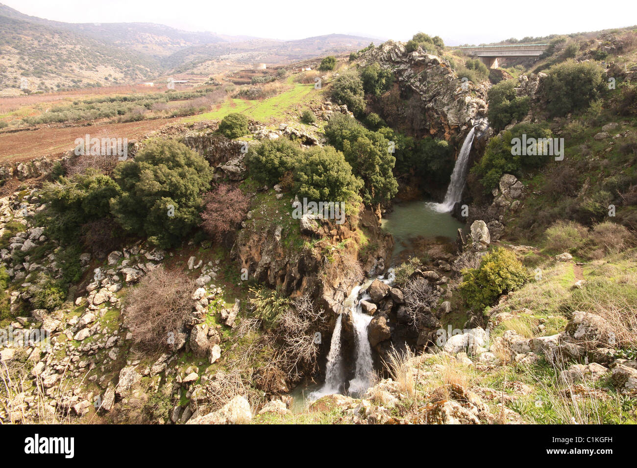 Israel, Golan Heights, Saar stream and waterfall nature reserve Stock ...