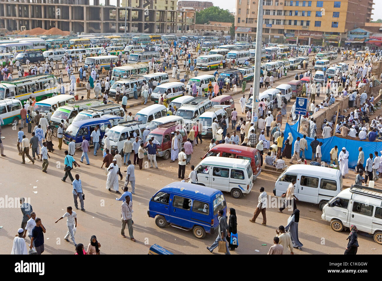 Sudan, High Nubia, Al Khartum Province, Khartoum city, bus station ...