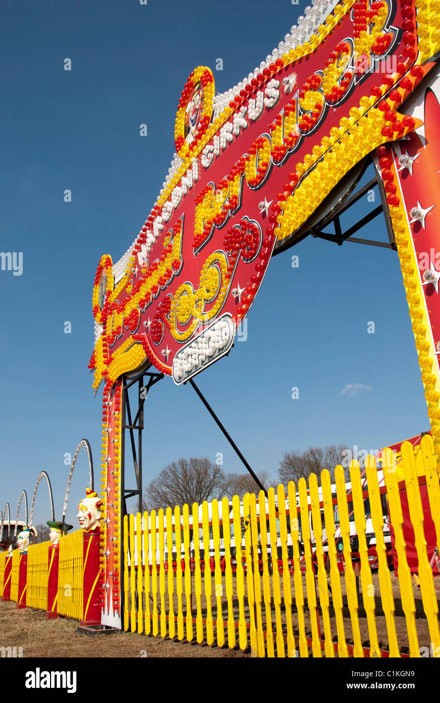 circus entrance gate and signboard Stock Photo - Alamy