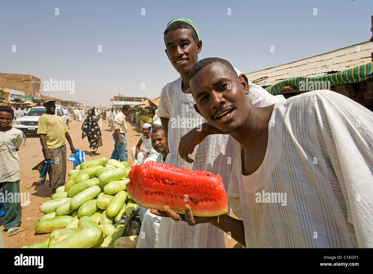 Sudan, high Nubia, Nahr an Nil province, city of Atbarah, watermelon ...