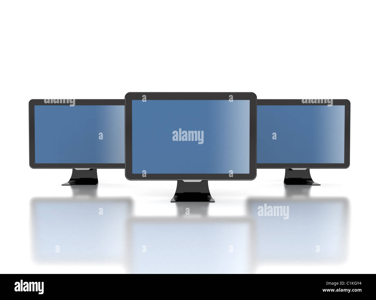 television three computer screens isolated on white Stock Photo - Alamy