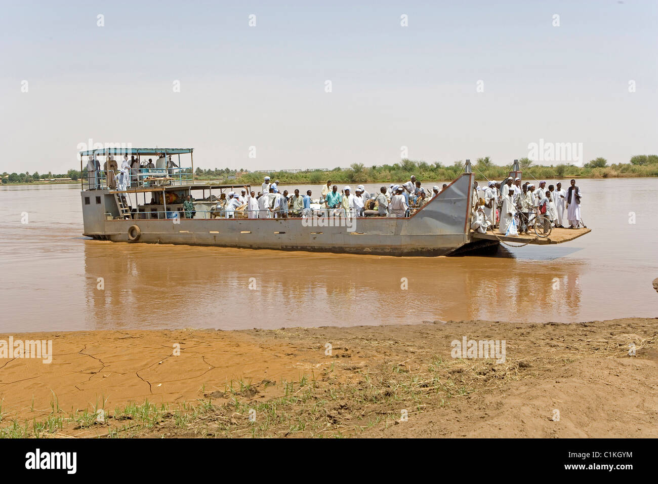 Sudan, High Nubia, Ferry on river Nile at Atbarah Stock Photo - Alamy