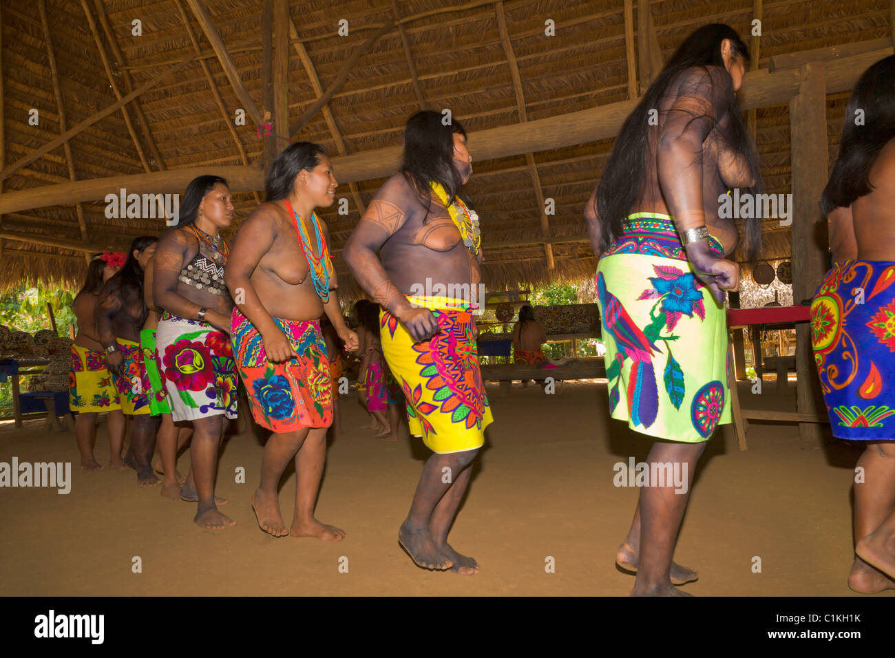 Woman of the Native Indian Embera Tribe dancing, Embera Village, Panama Stock Photo - Alamy