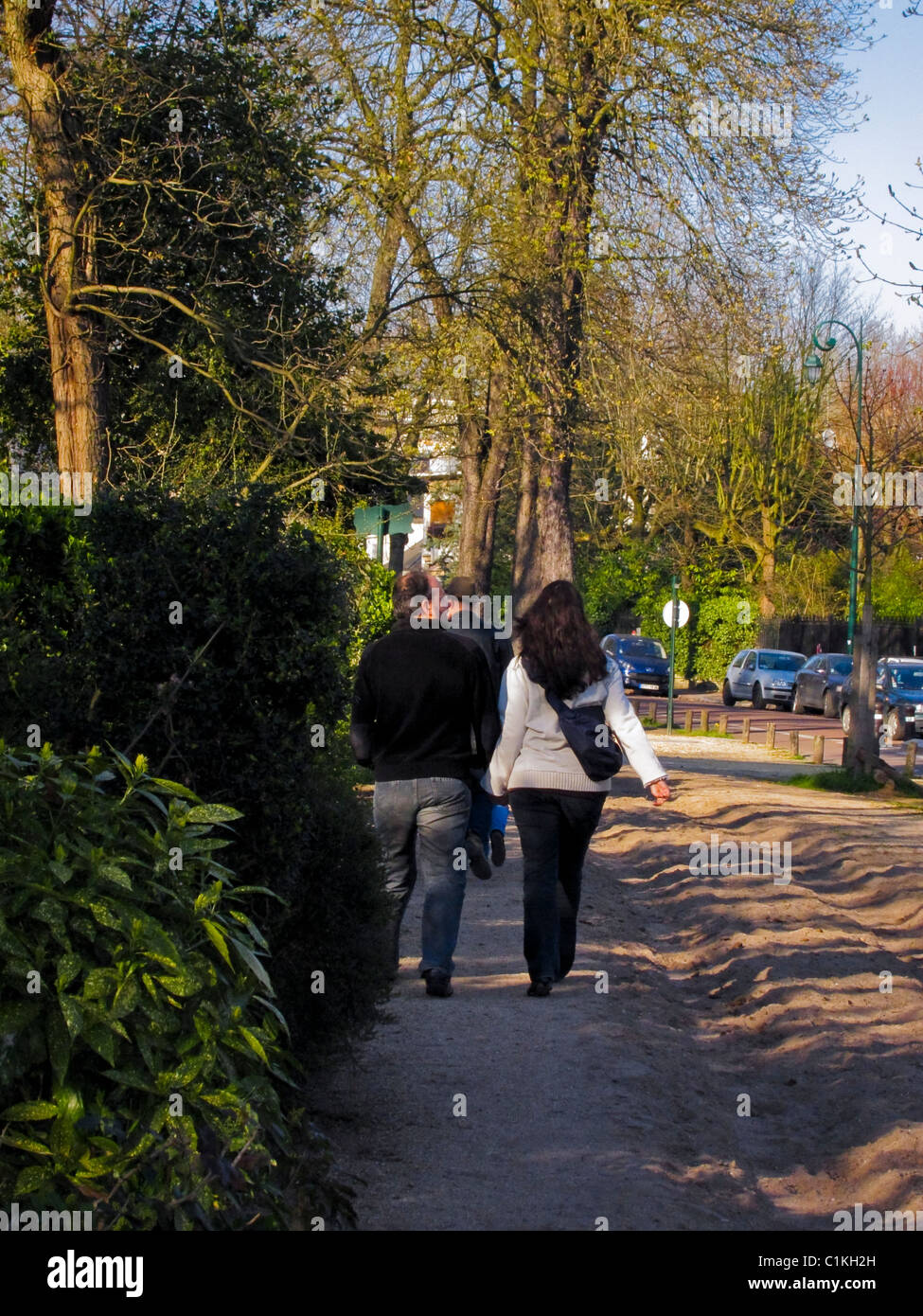 Paris, France, Couple Rear, Promenading in "Bois de Vincennes", Jardin ...